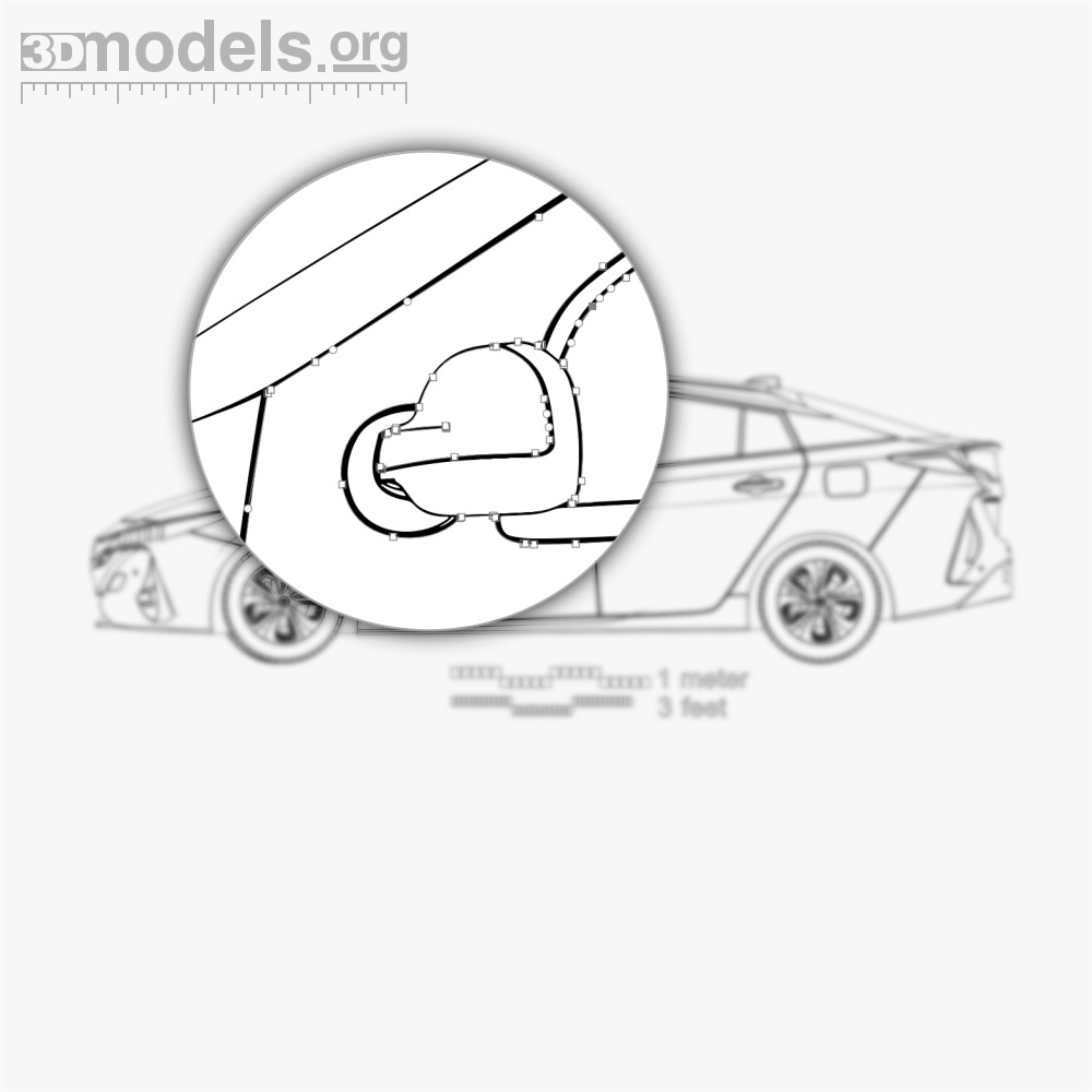 Toyota Prius Prime 2018 Vector Blueprint - 3DModels.org