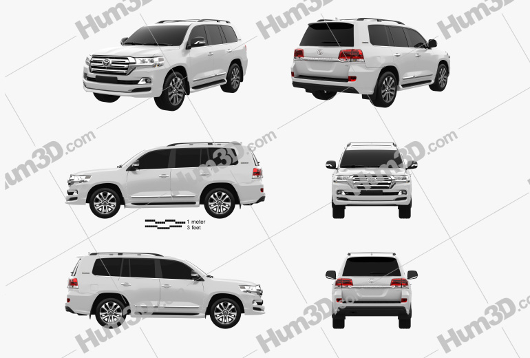 Toyota Land Cruiser Excalibur 2020 Blueprint Template - 3DModels.org