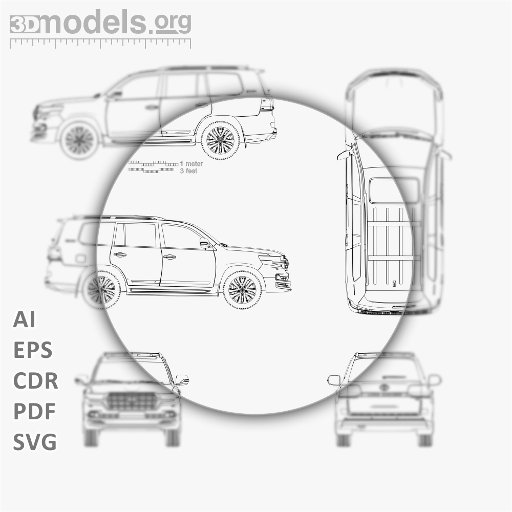 Toyota Land Cruiser Excalibur 2020 Vector Blueprint - 3DModels.org