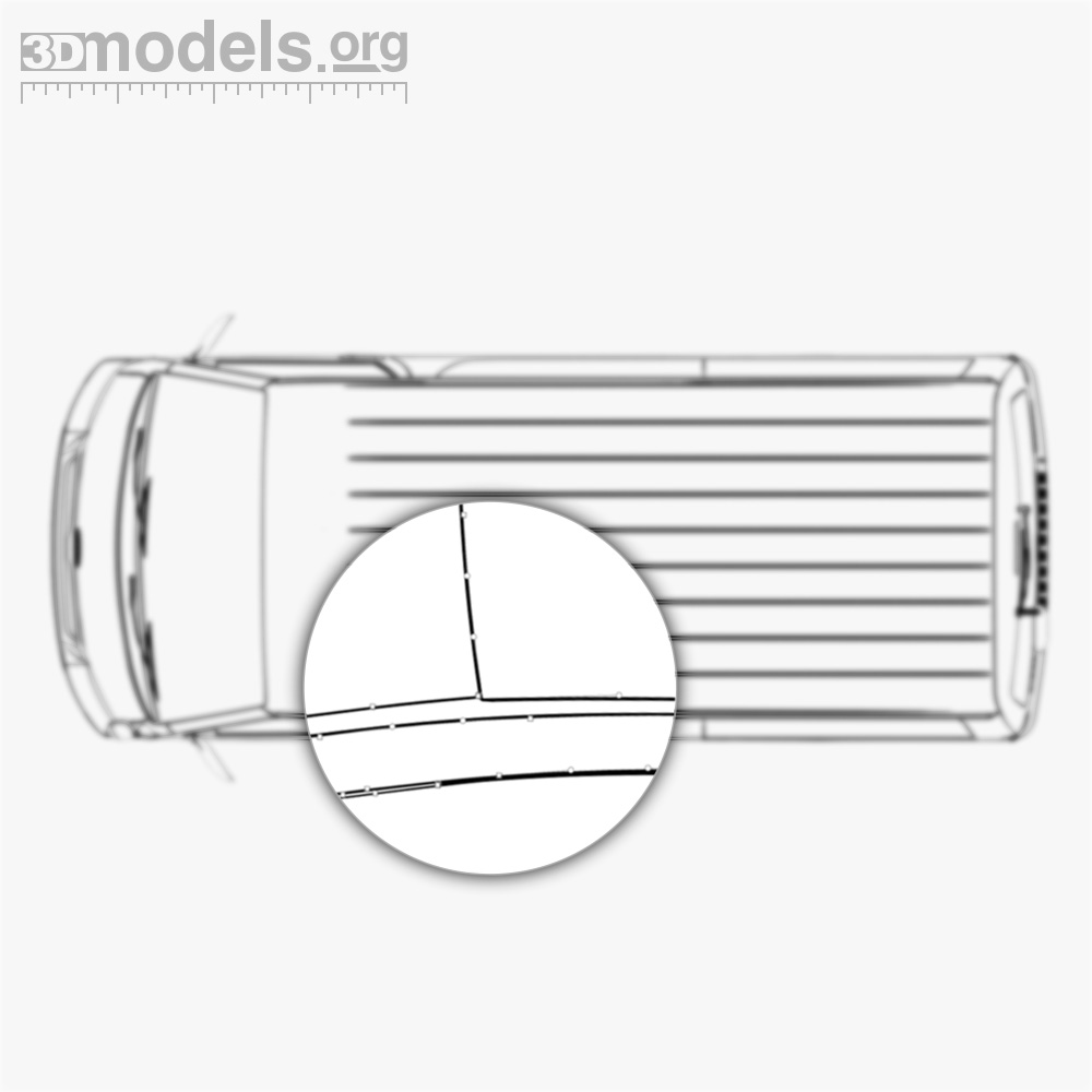 Toyota Hiace Passenger Van L1H2 GL 2015 Vector Blueprint - 3DModels.org