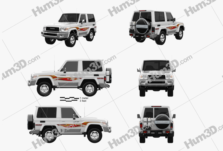 Toyota Land Cruiser 3-door VXR 2020 Blueprint Template - 3DModels.org