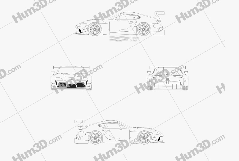 Toyota Supra Racing 2022 Blueprint - 3DModels.org