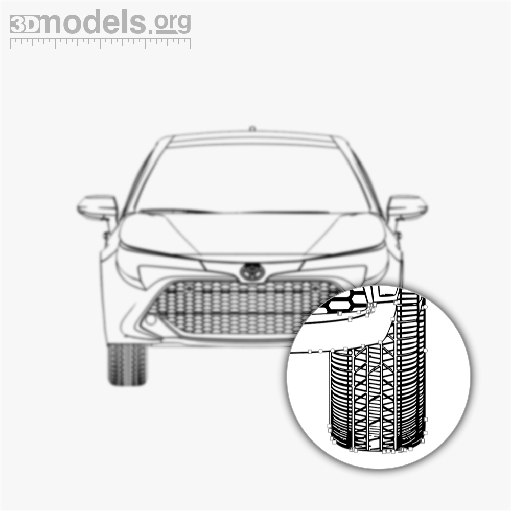 Toyota Corolla hatchback hybrid 2021 Vector Blueprint - 3DModels.org