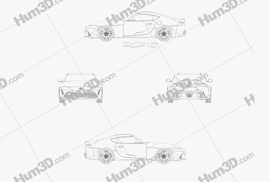 Toyota Supra blueprints Download in PNG - 3DModels.org