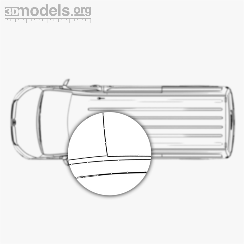 Toyota Hiace Passenger Van L2H2 GL 2023 Vector Blueprint - 3DModels.org