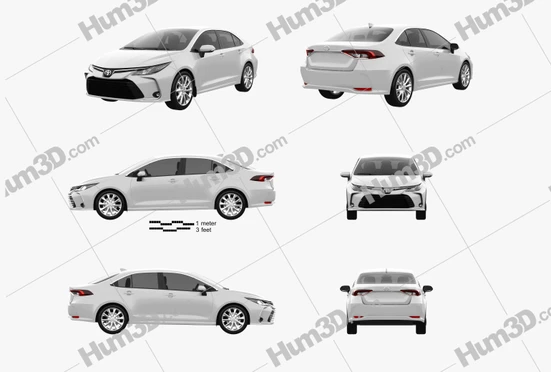 Toyota Corolla blueprints Download in PNG - 3DModels.org
