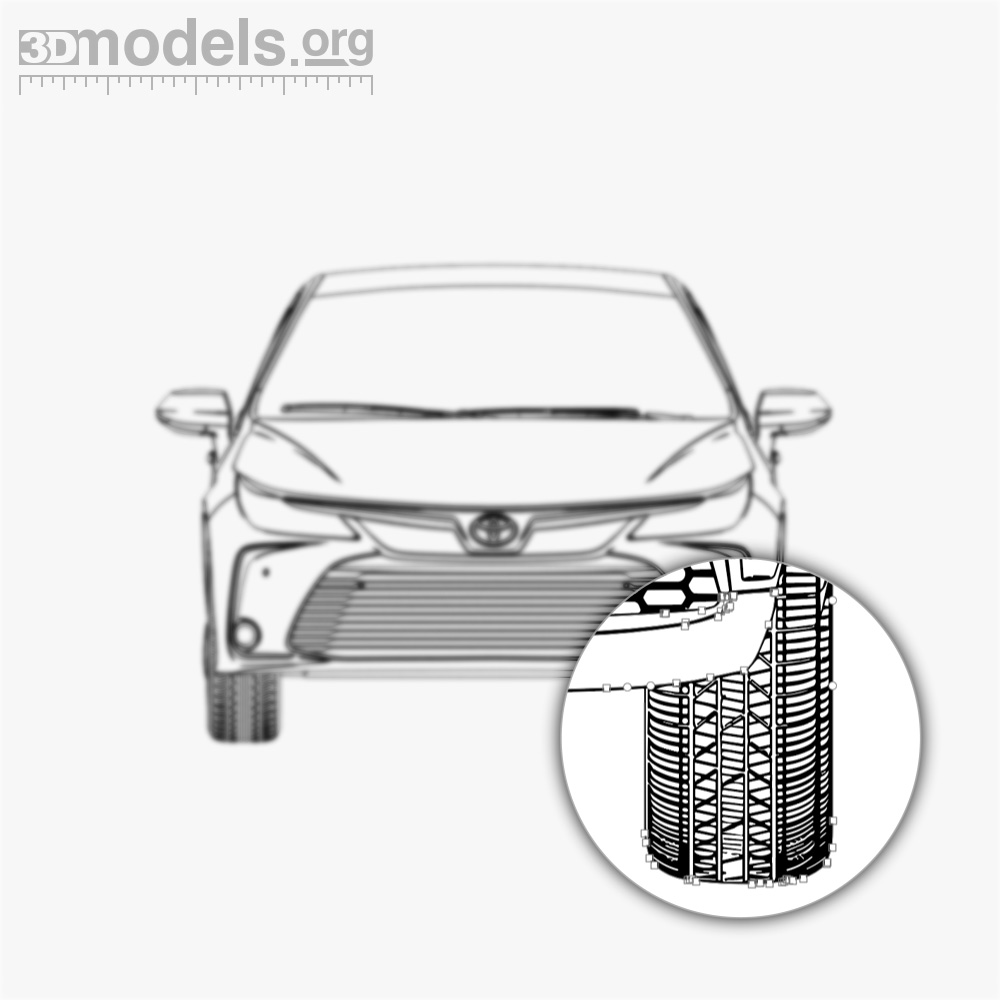 Toyota Corolla Altis 2022 Vector Blueprint - 3DModels.org