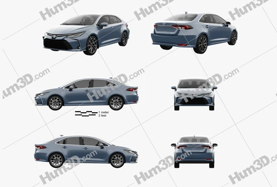 Toyota Corolla blueprints Download in PNG - 3DModels.org