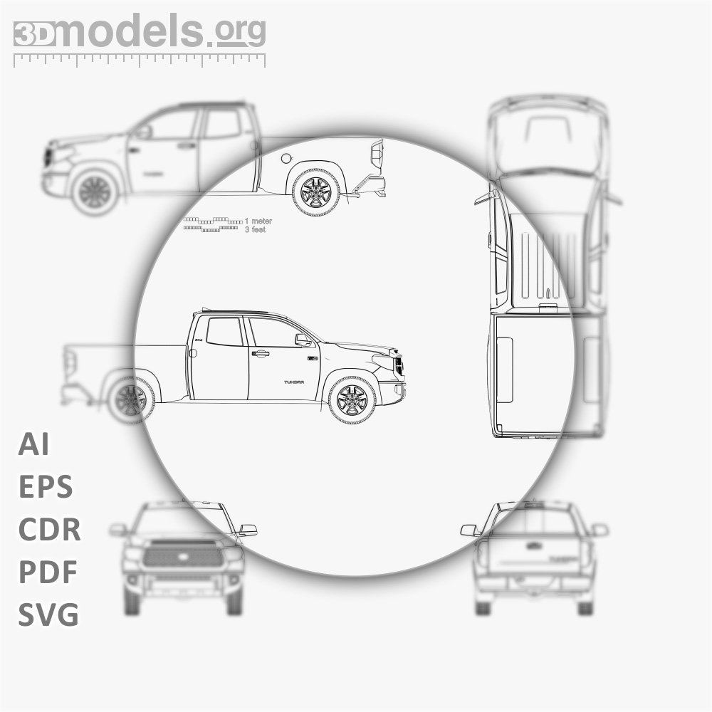 Toyota Tundra Double Cab SR5 2017 Vector Blueprint - 3DModels.org