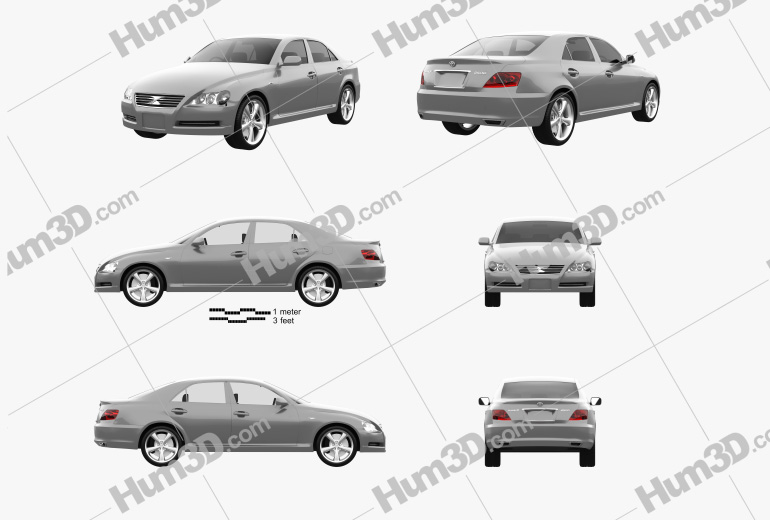 Toyota Mark X 2009 Blueprint Template - 3DModels.org