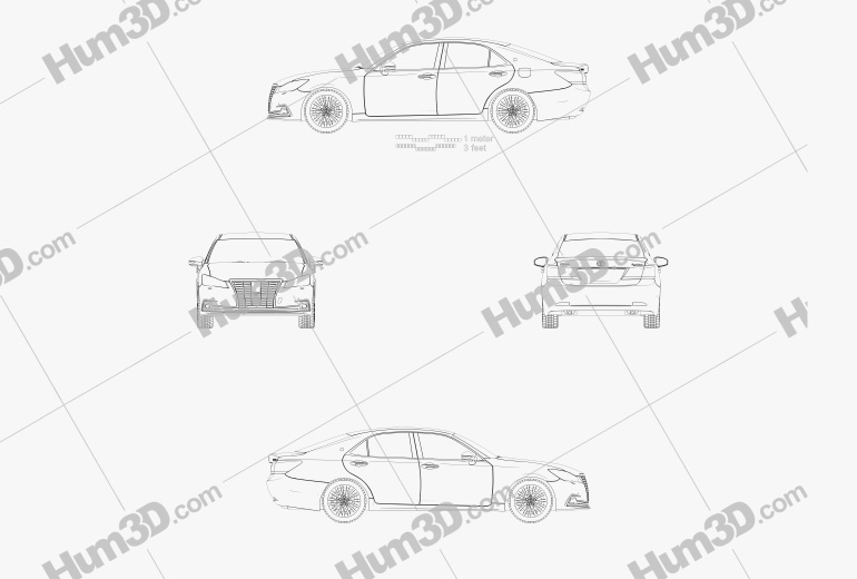 Toyota Crown Royal Saloon 2017 Blueprint - 3DModels.org