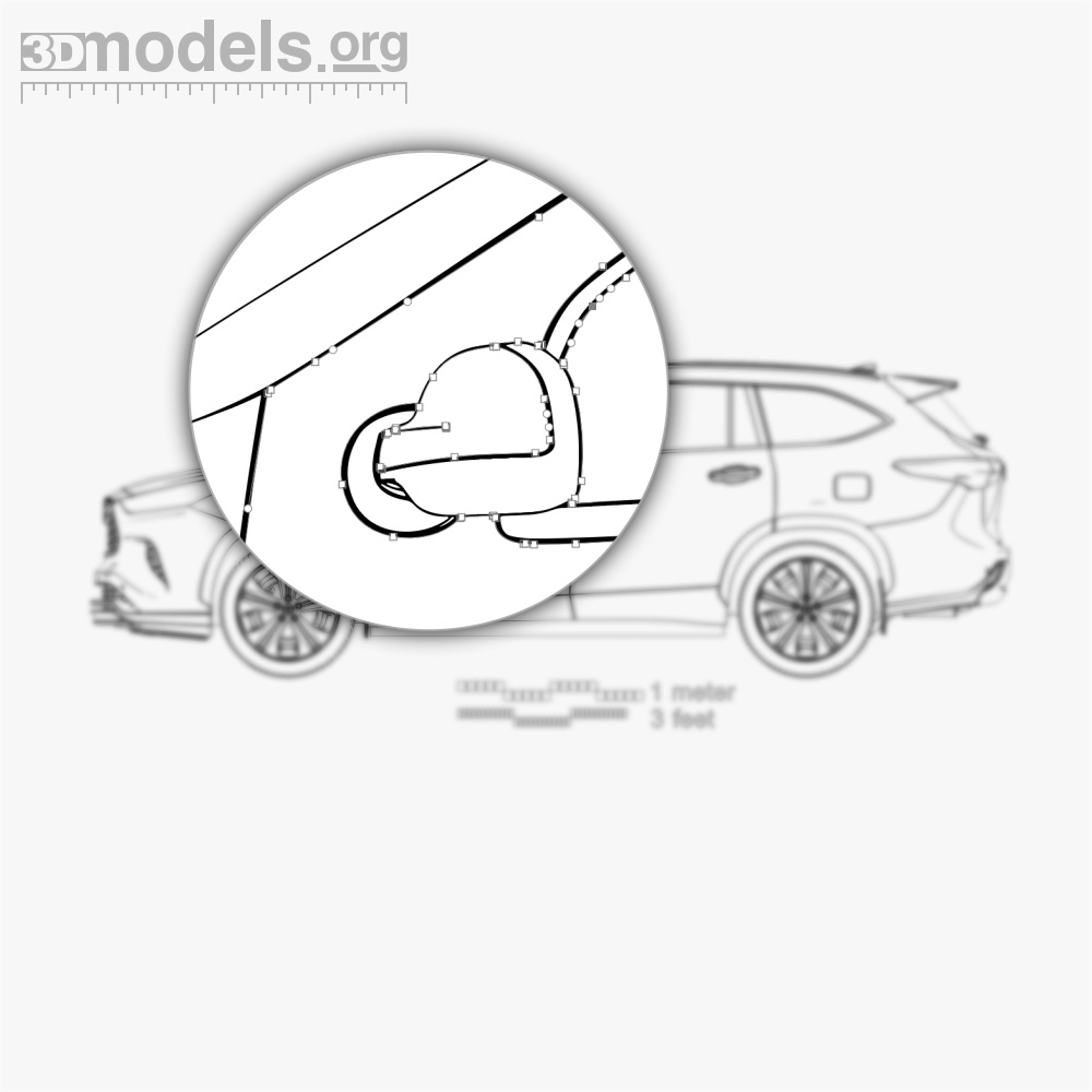 Toyota Highlander XLE 2022 Vector Blueprint - 3DModels.org