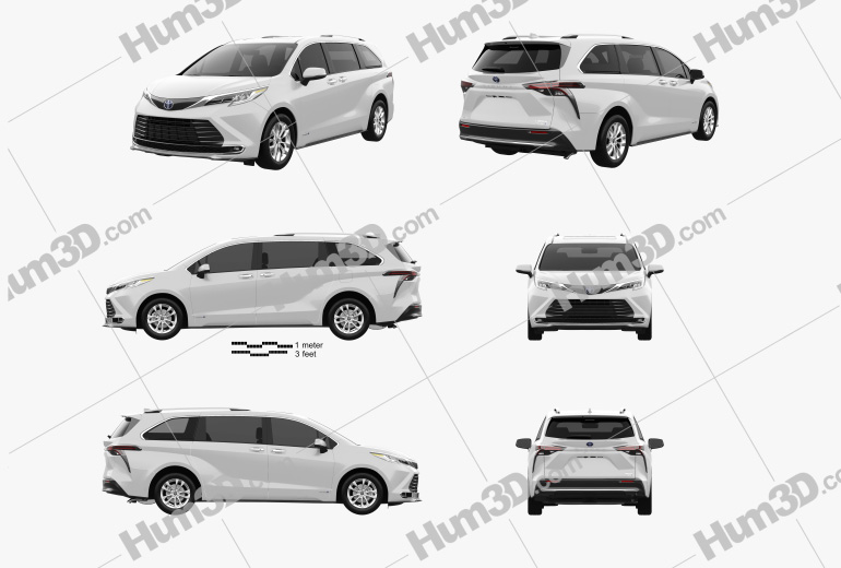 Toyota Sienna Limited 2022 Blueprint Template - 3DModels.org