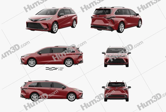 Toyota Sienna blueprints Download in PNG - 3DModels.org