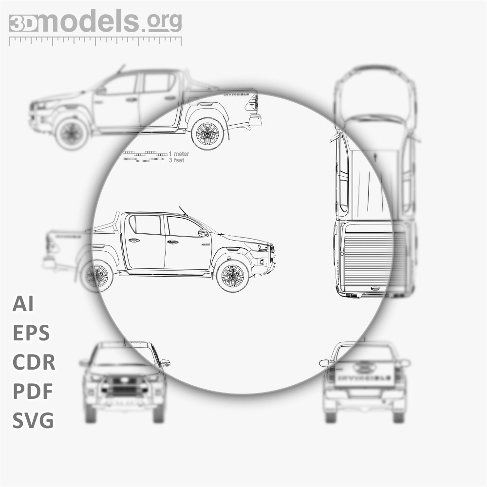 Toyota Hilux 더블캡 Invincible 2023 벡터 설계도 - 3DModels.org