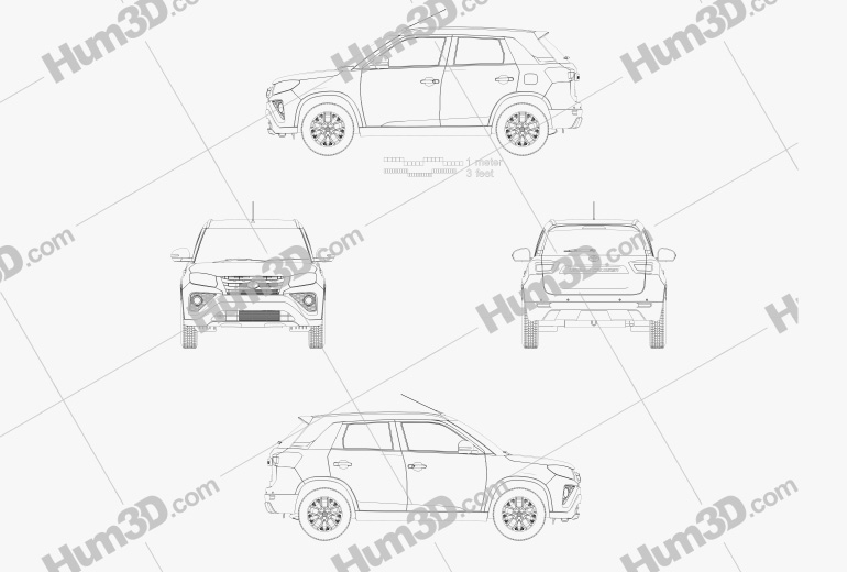 Toyota Urban Cruiser 2022 Blueprint - 3DModels.org