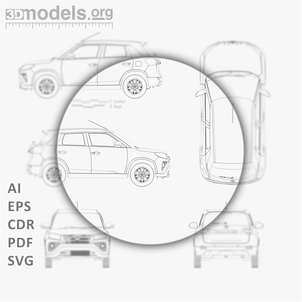 Toyota Urban Cruiser 2023 Vector Blueprint - 3DModels.org