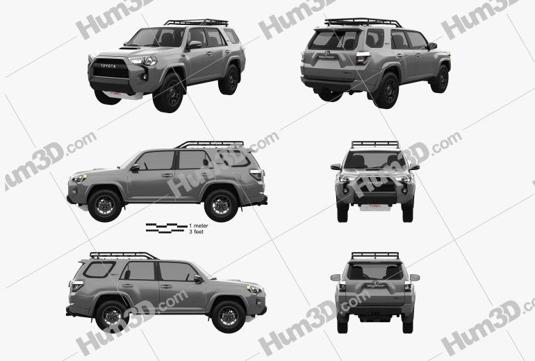 Toyota 4Runner TRD Pro 2022 Blueprint Template - 3DModels.org