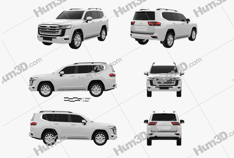 Toyota Land Cruiser 2022 Blueprint Template - 3DModels.org