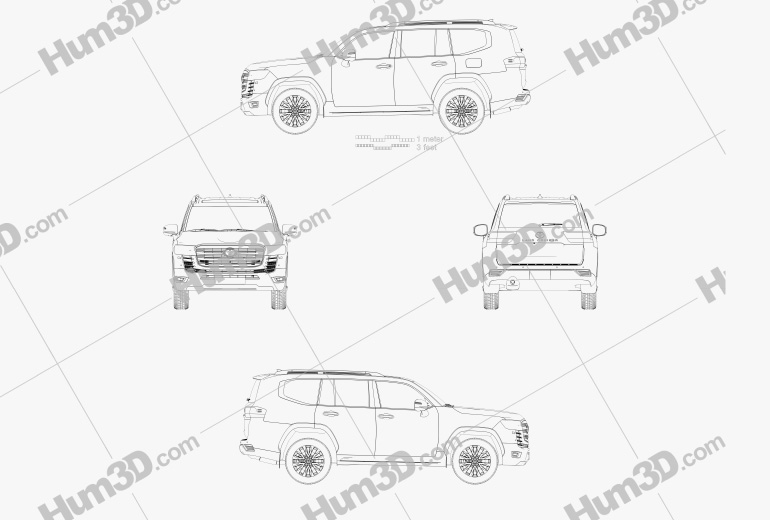 Toyota Land Cruiser 2022 Blueprint - 3DModels.org
