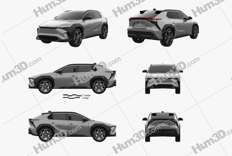 Toyota bZ4X 2021 Blueprint Template - 3DModels.org