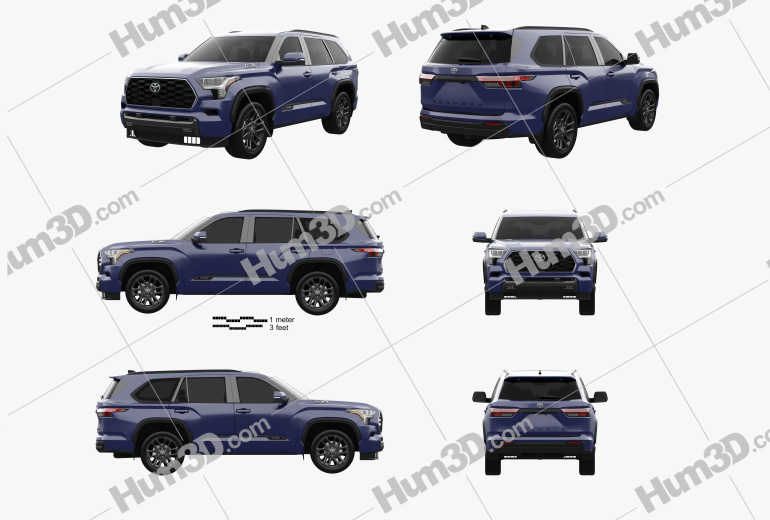Toyota Sequoia Platinum 2022 Blueprint Template - 3DModels.org