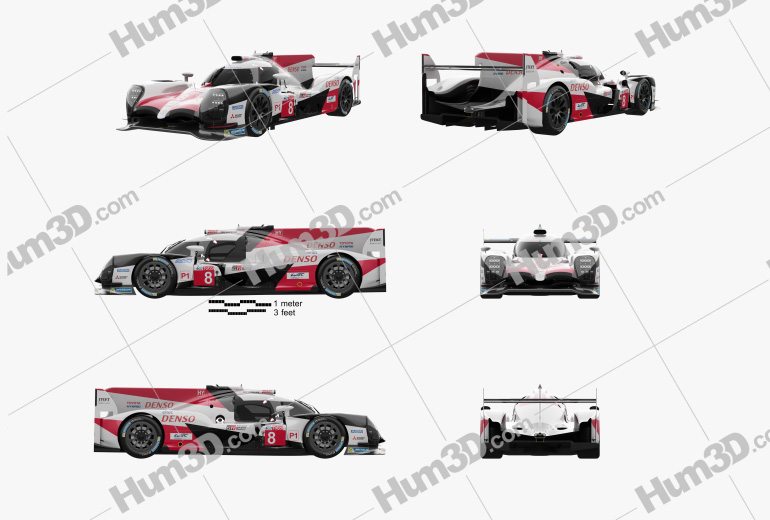 Toyota TS050 Hybrid 2018 Blueprint Template - 3DModels.org