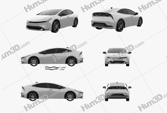 Toyota Prius blueprints Download in PNG - 3DModels.org