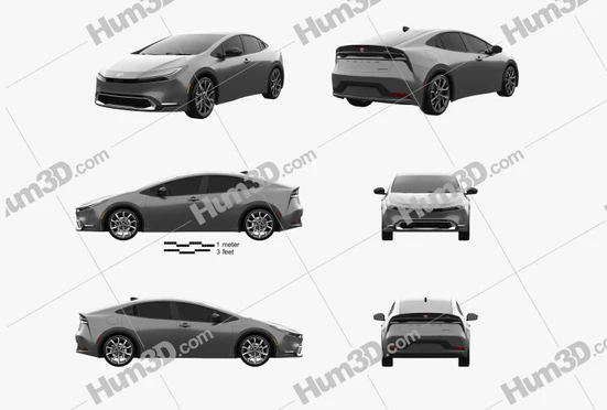 Toyota Prius blueprints Download in PNG - 3DModels.org