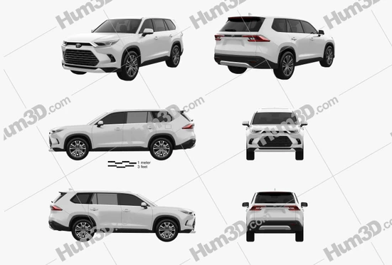 Toyota Highlander blueprints Download in PNG - 3DModels.org