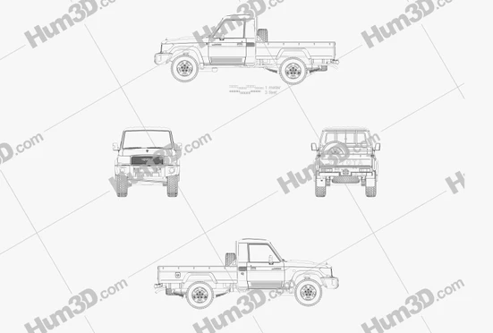 Toyota Land Cruiser blueprints Download in PNG - 3DModels.org