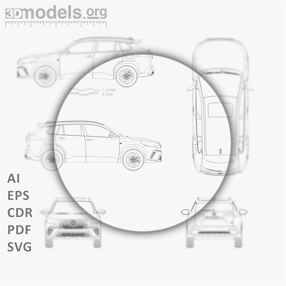 Toyota Corolla Cross GR-S 2025 Vector Blueprint - 3DModels.org