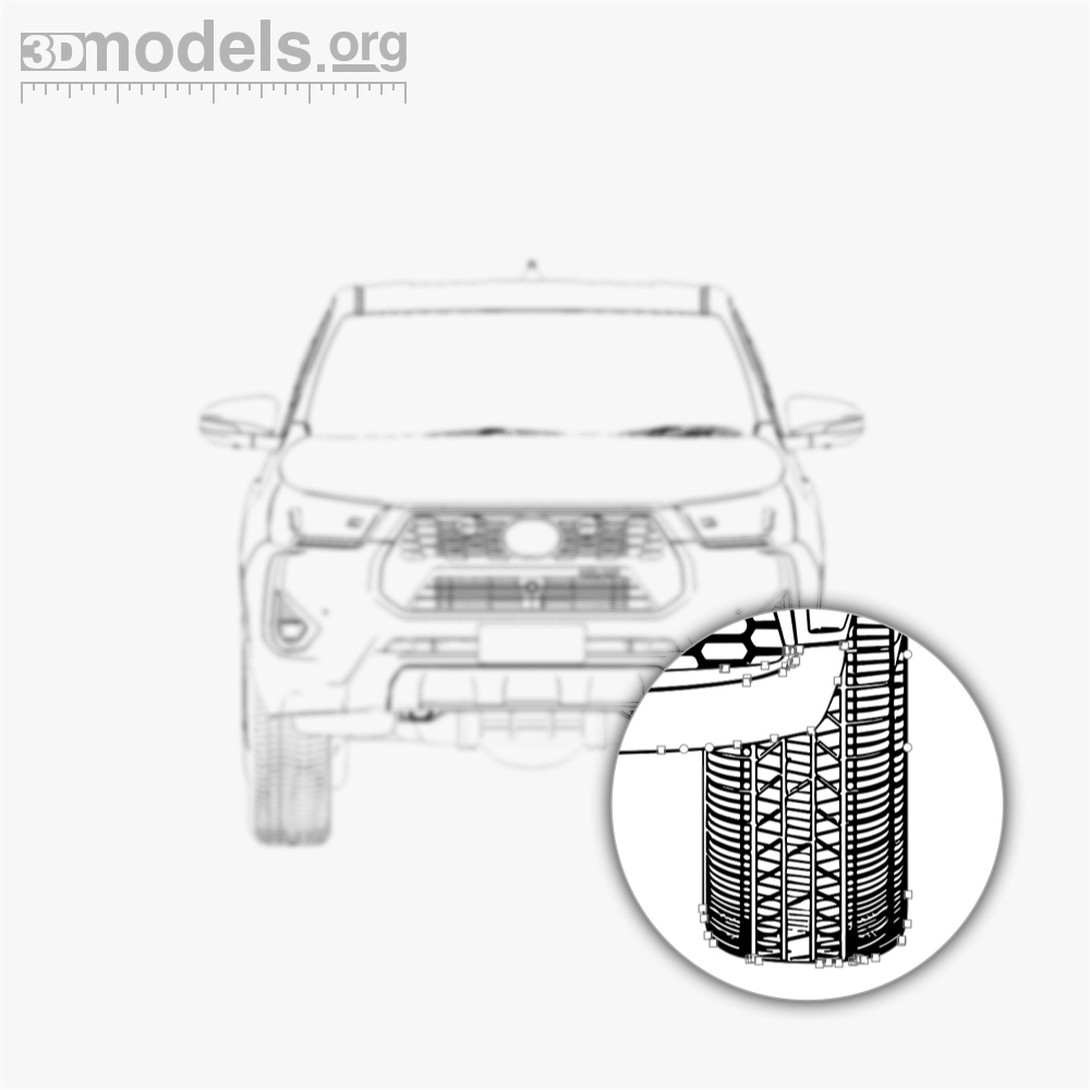 Toyota Hilux Extra Cab SR5 2025 Vector Blueprint - 3DModels.org