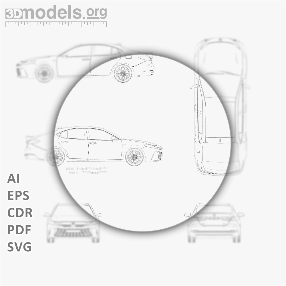 Toyota Camry GLE HEV 2025 Vector Blueprint - 3DModels.org