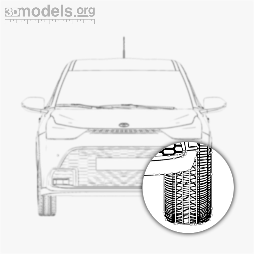 Toyota Aygo X Hybride GR Sport 2025 Plan Vectoriel - 3DModels.org