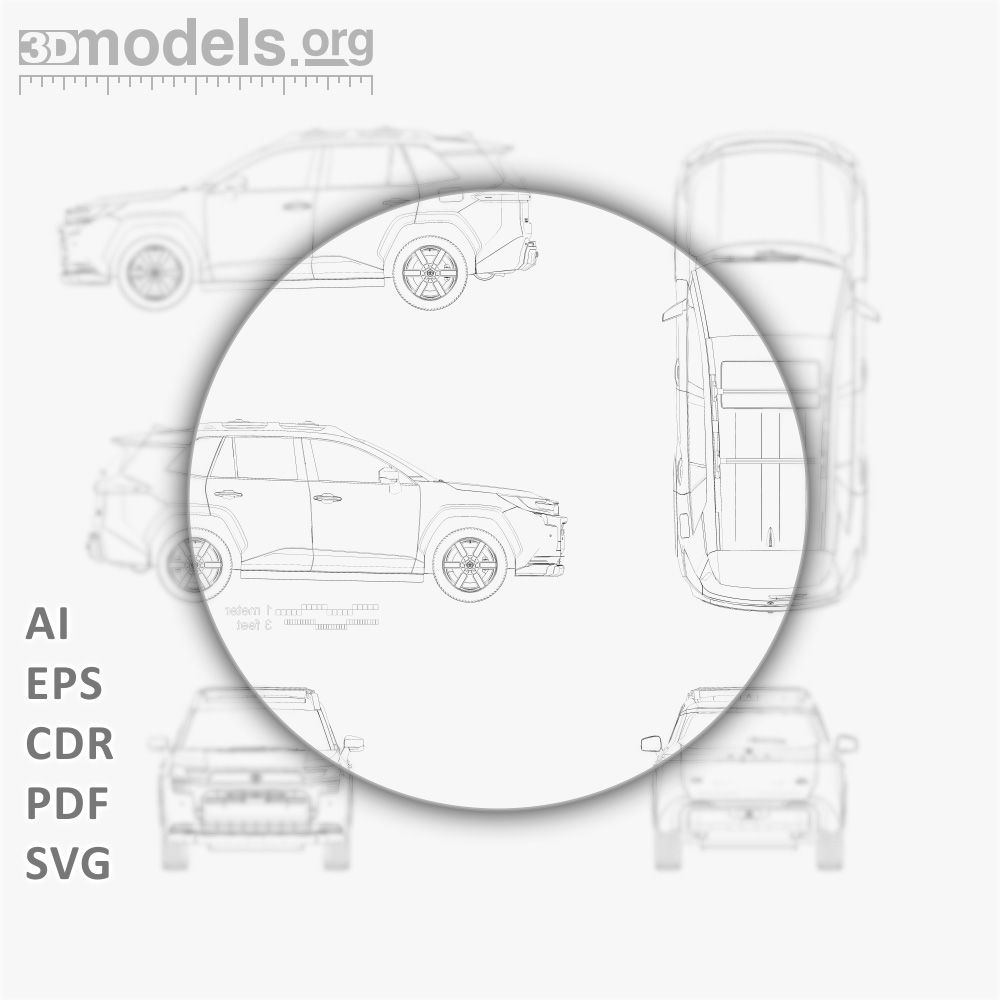 Toyota RAV4 HEV Woodland US-spec 2025 Vector Blueprint - 3DModels.org