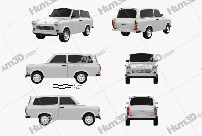 Trabant 601 Kombi 1965 Blueprint Template - 3DModels.org