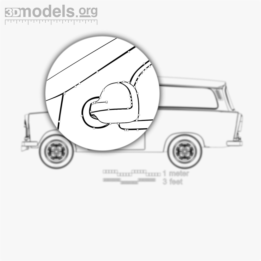 Trabant 601 Kombi 1965 Vector Blueprint - 3DModels.org