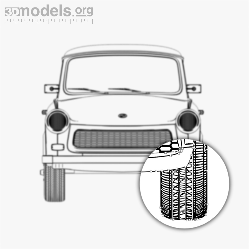 Trabant 601 Kombi 1965 Vector Blueprint - 3DModels.org