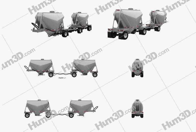 Beall 550 Dry Bulk Double Trailer 2016 Blueprint Template - 3DModels.org
