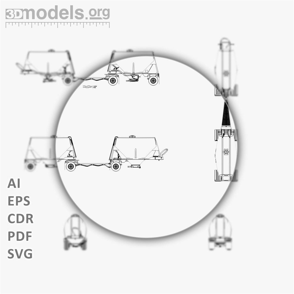 Beall 550 Dry Bulk Double Trailer 2016 Vector Blueprint - 3DModels.org