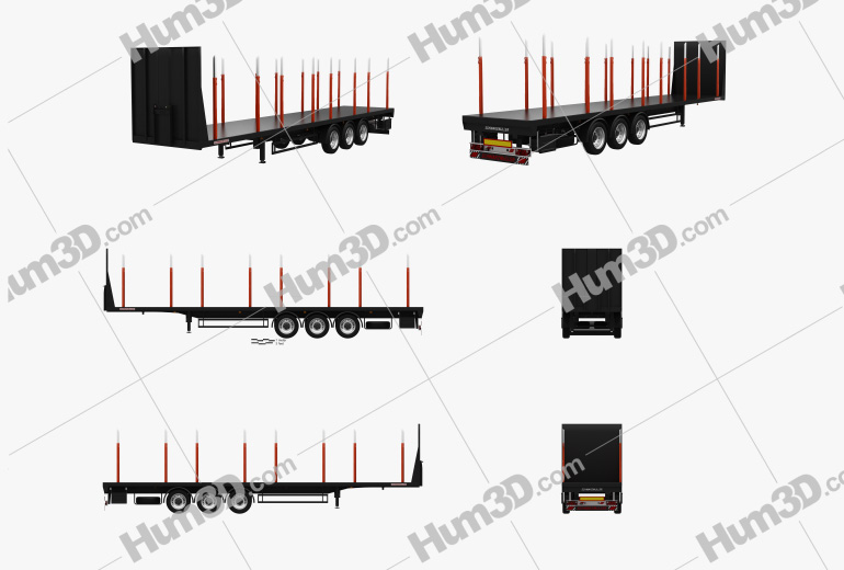 Schwarzmueller Timber Semi Trailer 3-axle 2016 Blueprint Template ...