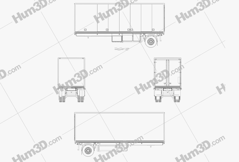Generic Dry Van Semi Trailer 2011 Blueprint - 3DModels.org