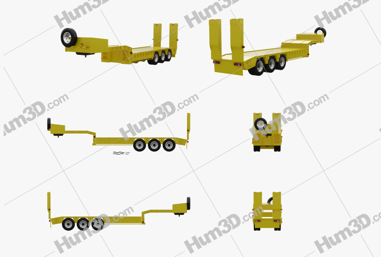 Generic Platform Semi Trailer 2011 Blueprint Template - 3DModels.org