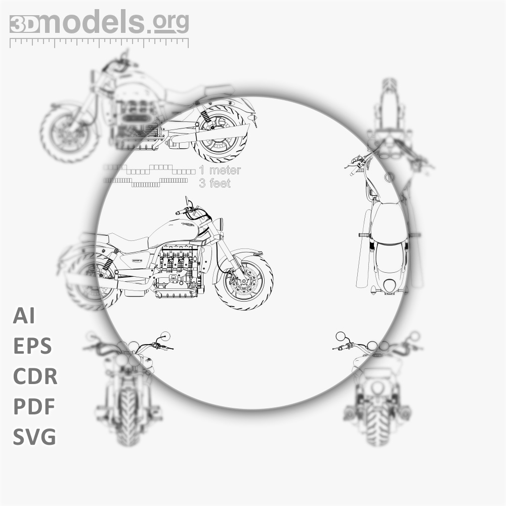Triumph Rocket III roadster 2013 Vector Blueprint - 3DModels.org