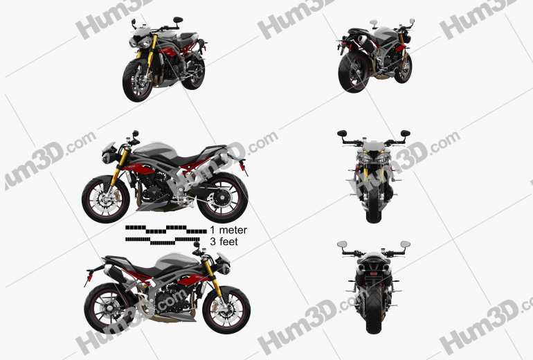 Triumph Speed Triple R 2015 Blueprint Template - 3DModels.org