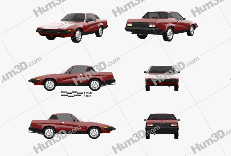 Triumph TR7 1974 Blueprint Template - 3DModels.org