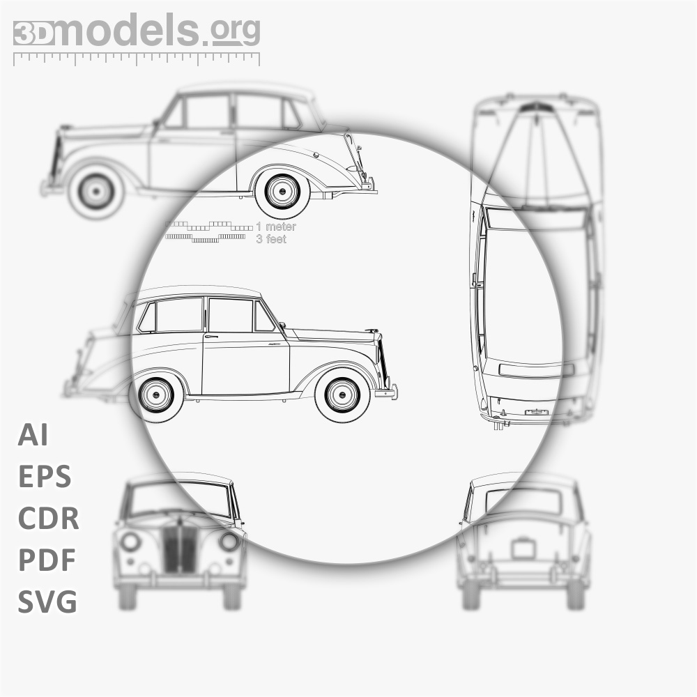 Triumph Mayflower 1949 Vector Blueprint - 3DModels.org