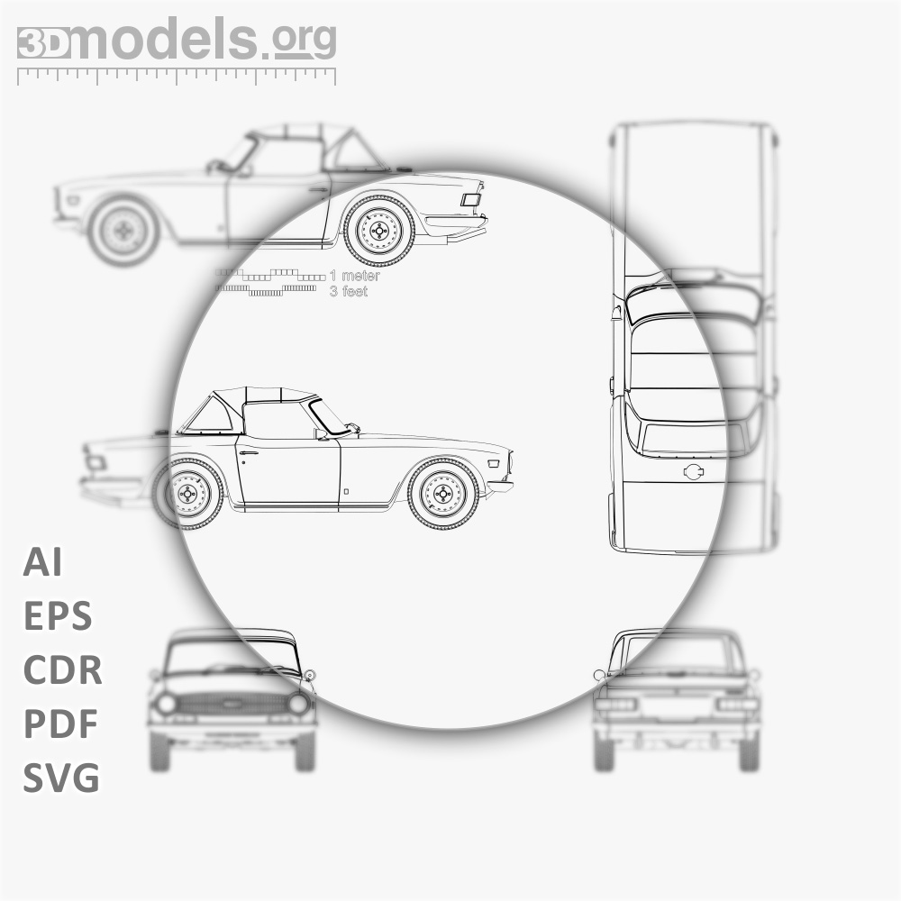 Triumph TR6 1969 Vector Blueprint - 3DModels.org
