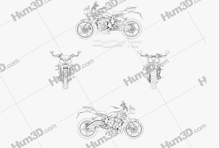 Triumph Street Triple 765 RS 2021 Blueprint - 3DModels.org